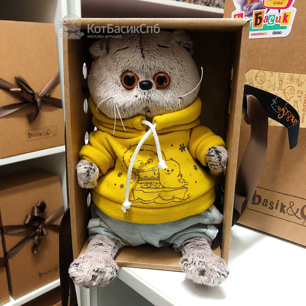 Мягкая игрушка 19 см Basik&Co в подарочной коробке - Кот Басик в ...