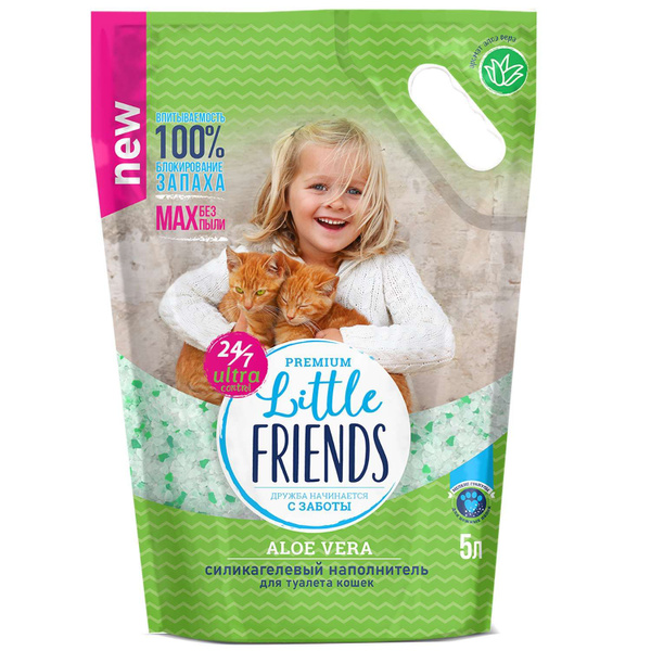 Наполнитель для кошек Little Friends Aloe Vera силикагелевый 5л ...