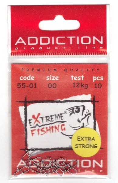 Застежка усиленная Extreme Fishing ADD 55-01 ExtraStrong #0, 10шт/уп, тест 20кг - купить по ...