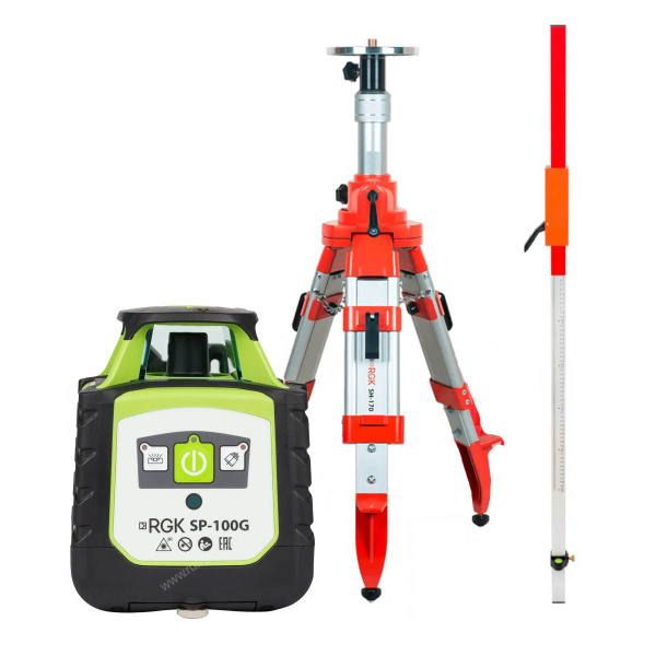Купить Комплект: ротационный нивелир RGK SP-100G + штатив RGK SH-170 + рейка RGK LR-2 по низкой ...