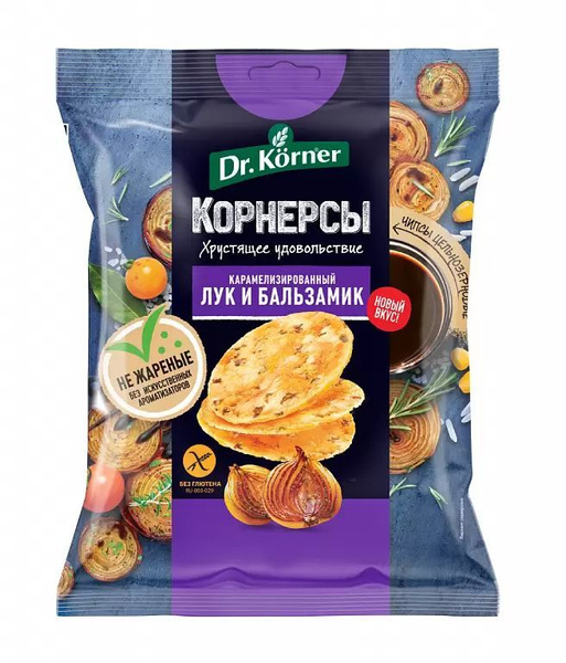 Чипсы Dr. Korner Цельнозерновые с карамелизированным луком и ...