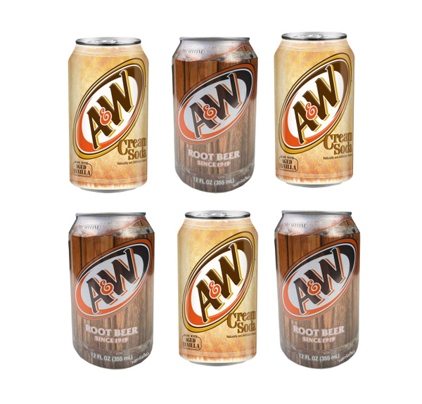 Газированный напиток A&W Cream Soda 3 шт, A&W Root Beer 3шт по 0,355 литра. США. - купить с ...
