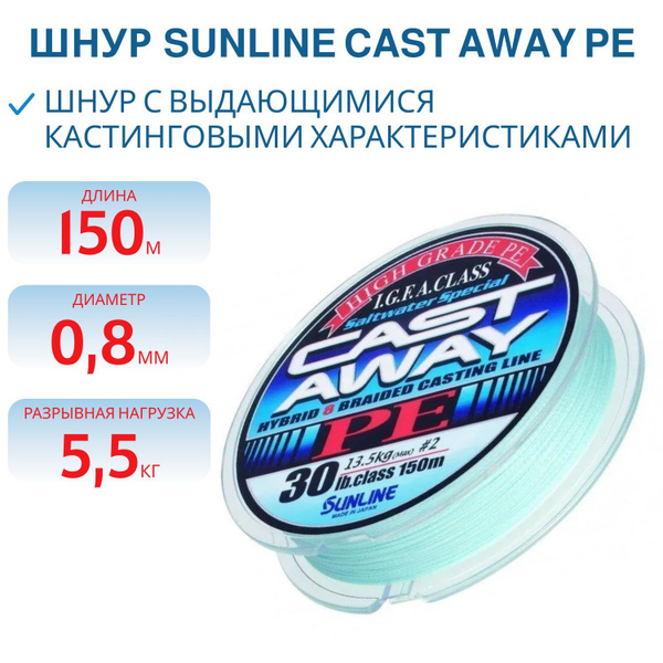 Монофильная леска для рыбалки Sunline Шнур Cast Away PE, 1 шт. по 150 м ...