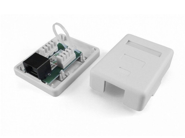 Интернет-розетка Hyperline SB2-1-8P8C-C5E-WH для RJ-45(8P8C), одинарная ...