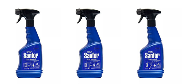 SANFOR, Чистящий спрей для Ванной комнаты, 500 мл, 3 уп/ - купить с доставкой по выгодным ценам ...