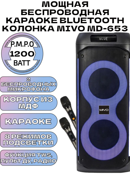 Беспроводная колонка MIVO MD-653 - купить по доступным ценам в интернет-магазине OZON (1271820082)
