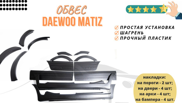 Накладки на пороги, двери, колесные арки Daewoo Matiz Cross / Обвес ...