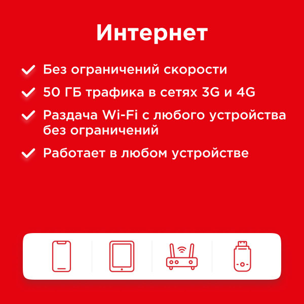 Экомобайл SIM-карта Сим карта интернет 50 ГБ в сетях, бесплатная ...