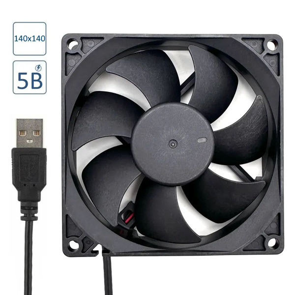 Вентилятор охлаждения, кулер 140x140x25, 5В DC, питание разъем USB ...