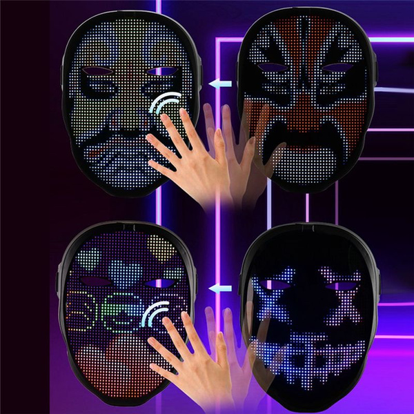 Bluetooth LED Lights Up Mask Хэллоуин Рождество DIY LED Mask купить на ...