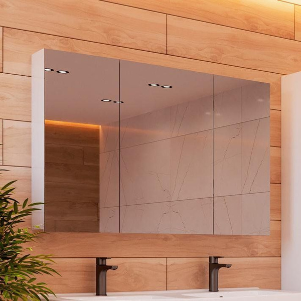 Зеркало-шкаф Lemark Universal 120 120 см, в современном стиле, белое, чешское - купить с ...