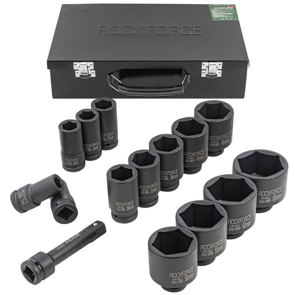 Набор головок RF-6142-5MPB ударных глубоких 14пр.,3/4", 6гр., в метал. кейсе ROCKFORCE - купить ...