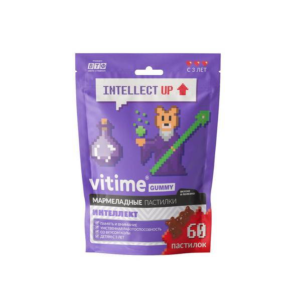 Мармеладные пастилки VITime INTELLECT, витамины для активной работы мозга и хорошего настроения ...