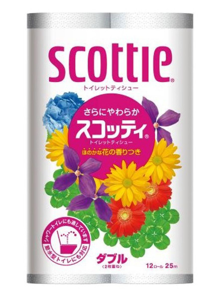 scottie / Туалетная бумага Crecia "Scottie Flower PACK", двухслойная 12 ...