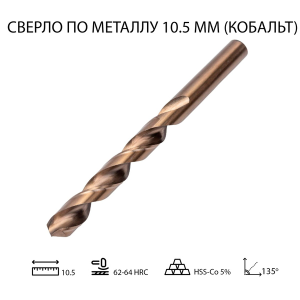 Сверло по металлу 10,5 мм кобальт 1 шт - купить по выгодной цене в ...