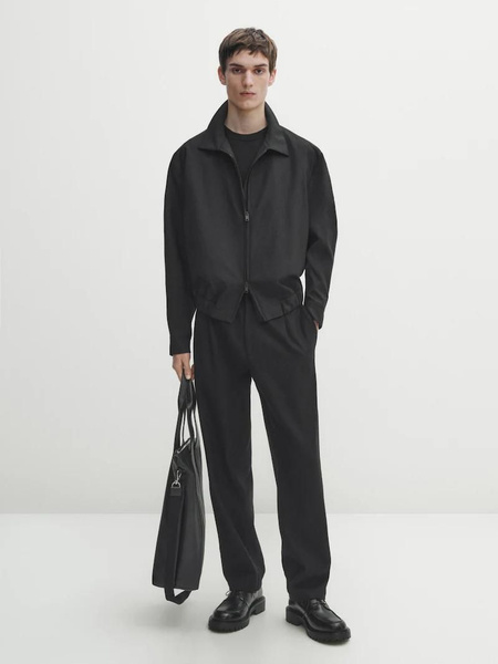 Пальто Massimo Dutti, На любой сезон, размер 48, цвет черный, Эластан ...