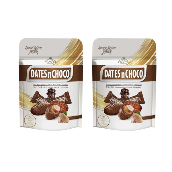 Alyan Dates n Choco Финики в молочном шоколаде с миндалем, 90 г х 2 шт ...