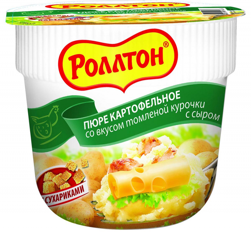 РОЛЛТОН 40г картофельное пюре с томленой курицей и сыром, стакан 12шт ...