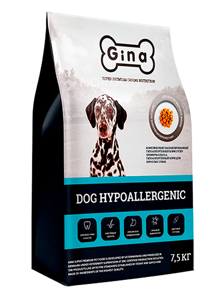 Сухой корм GINA DOG HYPOALLERGENIC для взрослых аллергичных собак, 7,5 ...