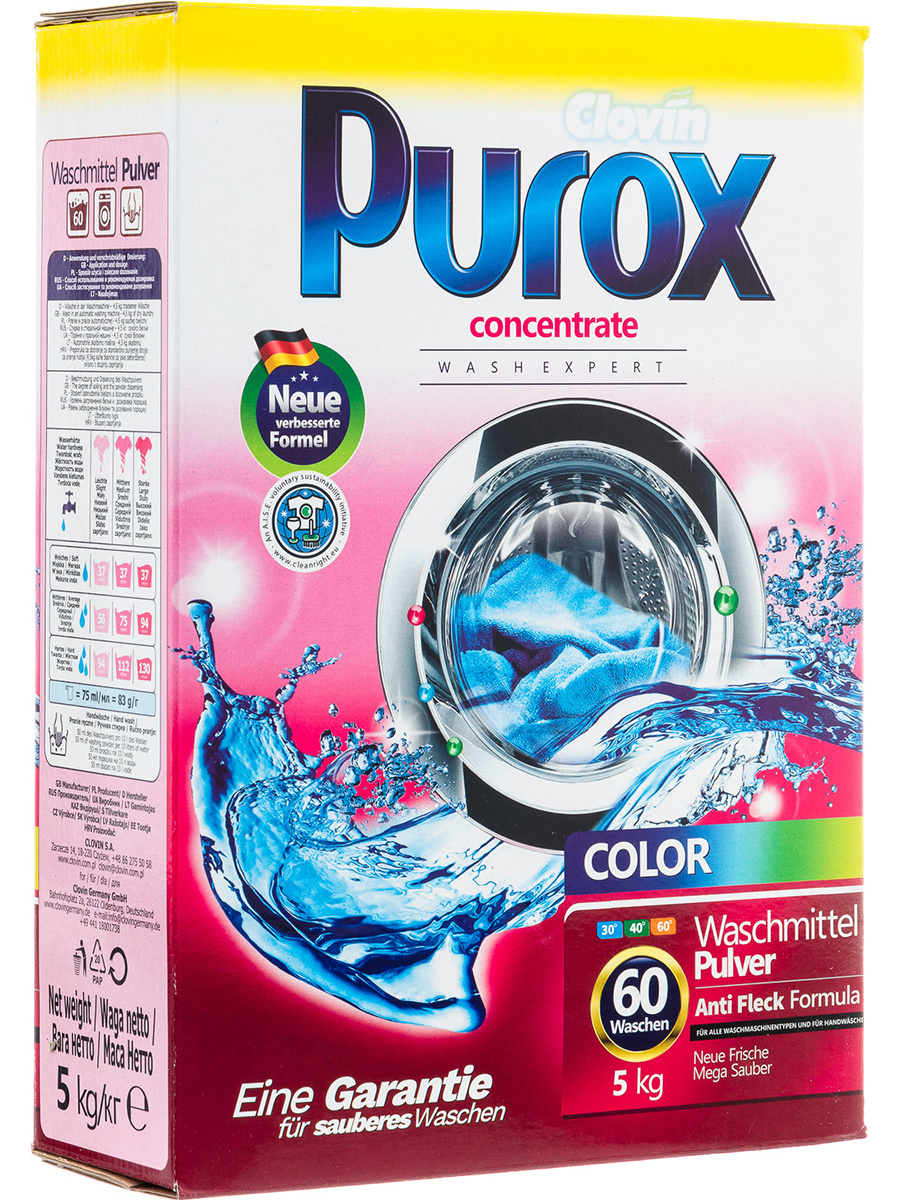 Бесфосфатный стиральный порошок для цветного белья Clovin Purox Color ...