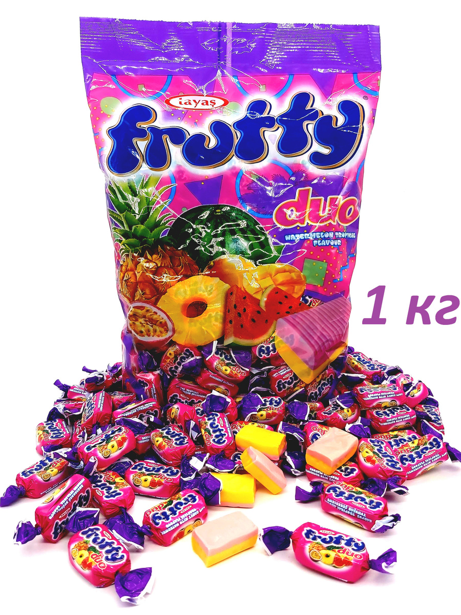 Конфеты жевательные Frutty Duo TAYAS 1 кг, сливочные, двойной вкус ...