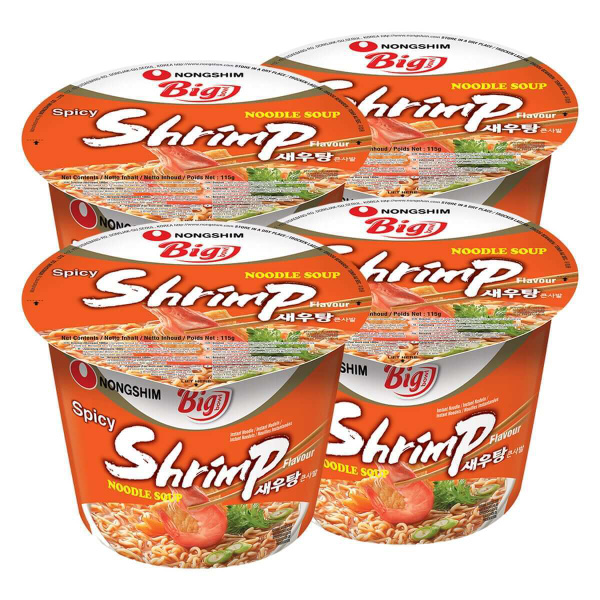 Лапша быстрого приготовления креветочная Nongshim, чашка 115 г х 4 шт ...