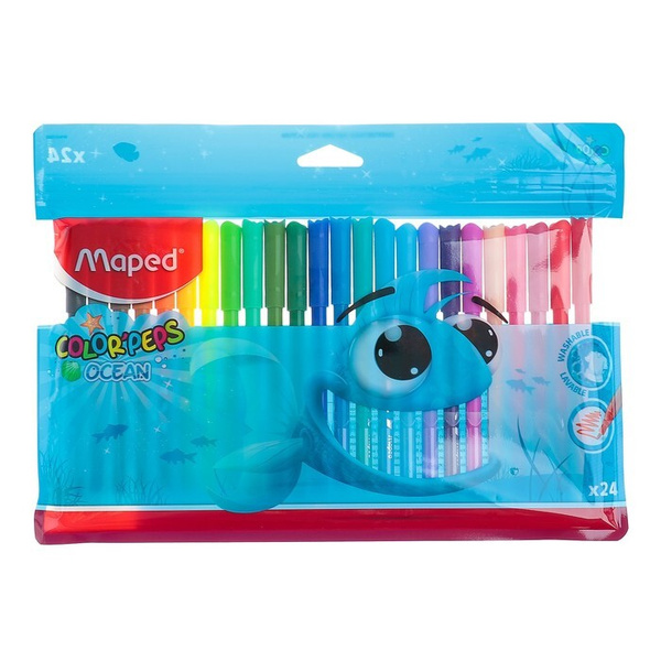 Maped,Фломастеры, в упаковке 24 цвета, Maped Color Peps, суперсмываемые ...
