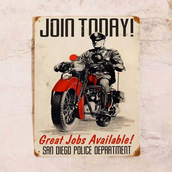 Жестяная табличка Join Police department, металл, 15х22,5 см, 22.5 см ...