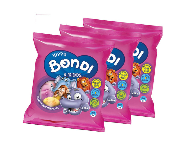 HIPPO BONDI & FRIENDS воздушный мармелад жевательный в форме половинок ...