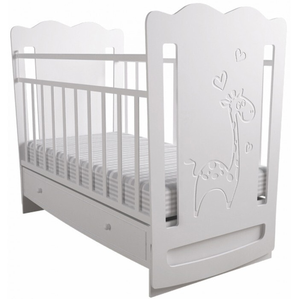 Детская кроватка Forest kids Lovely Giraffe маятник поперечный Белый ...