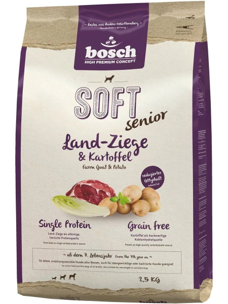 Полувлажный корм для пожилых собак Bosch Soft Senior с козлятиной и ...