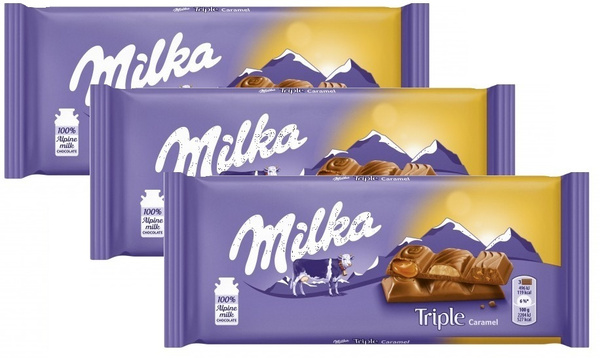 Шоколадная плитка Milka Triple Caramel / Милка Трипл карамель 3 шт. 90 ...