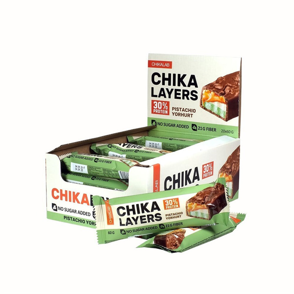 Протеиновый батончик Chikalab - Chika Layers - Pistachio Yogurt (20 шт ...