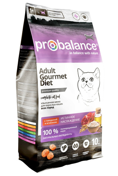 Сухой корм для кошек Probalance "Gourmet Diet Beef & Lamb", с говядиной ...