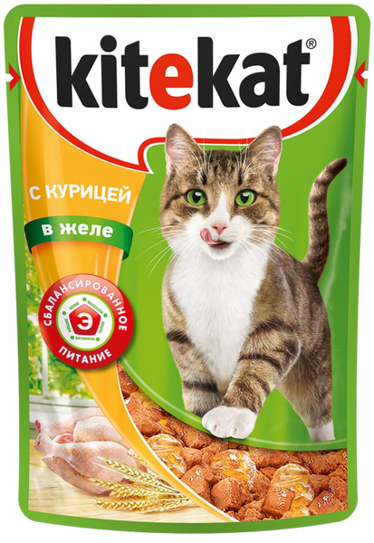 Корм консервированный для кошек KITEKAT c сочными кусочками курицы в ...