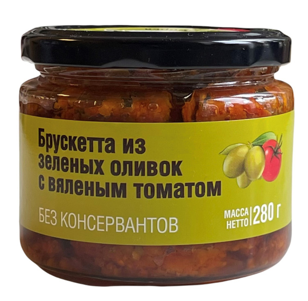 Закуска Брускетта Olivateca из зеленых оливок с вяленым томатом 280г ...