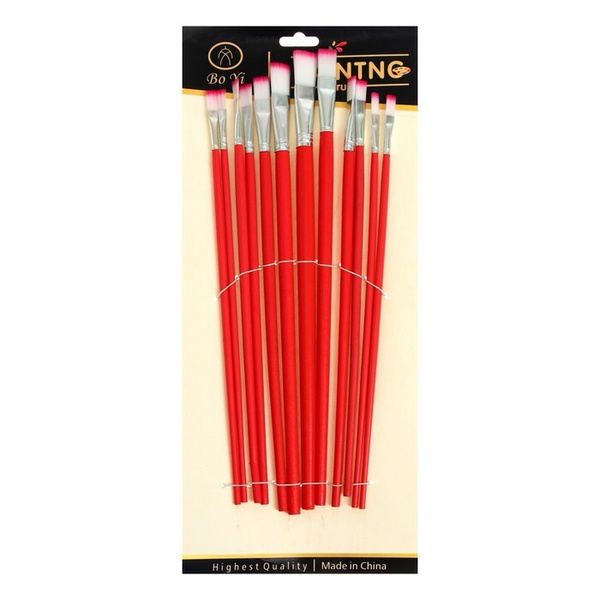 Набор кистей нейлон, плоские, 12 штук - купить с доставкой по выгодным ...