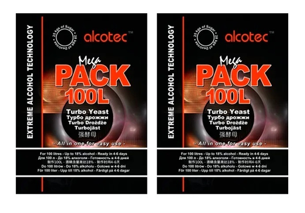 Турбо дрожжи Alcotec Mega Pack 100L, 2 пачки по 360 гр (Алкотек Мега Пак спиртовые) - купить с ...