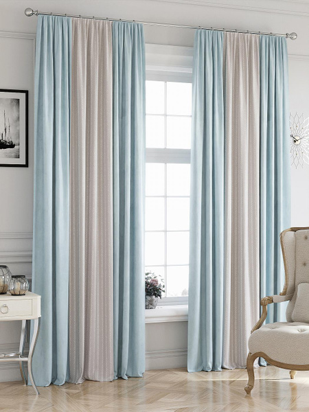 Комплект портьер HELGA 810111 , 270х430см, Бежевый;Синий;Голубой, Репс ...