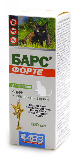 БАРС Форте спрей инсектоакарицидный для кошек, 100 мл - купить с ...