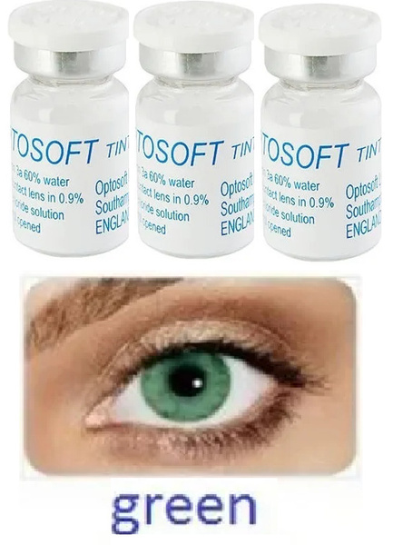 Зеленые линзы -10.00 / 14 / 8.6, 3 штуки (3 линзы). Optosoft Tint Green ...