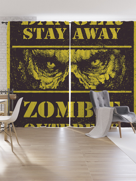 Фотошторы для кухни и спальни JoyArty Oxford DeLuxe "Зомби снаружи", 2 полотна со шторной лентой ...