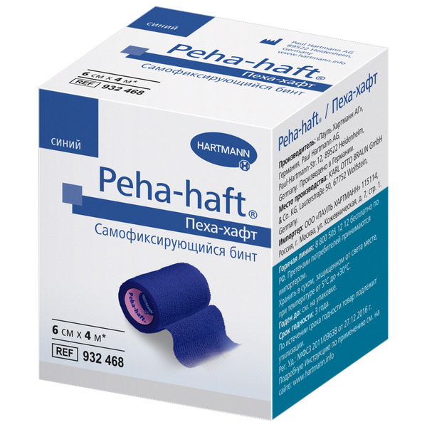 Бинт самофиксирующийся медицинский PEHA-HAFT синий: 6 см х 4 м - купить ...