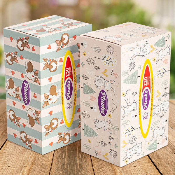 Plushe / Бумажные салфетки в коробке Plushe, 460 шт, универсальные, в ...