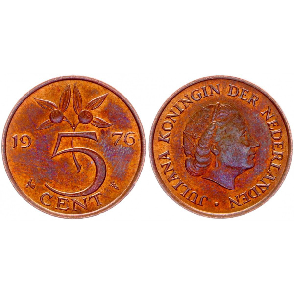 Нидерланды 5 Центов 1976 год XF КМ# 181 Юлиана (BOX852) купить на OZON по низкой цене (710080162)