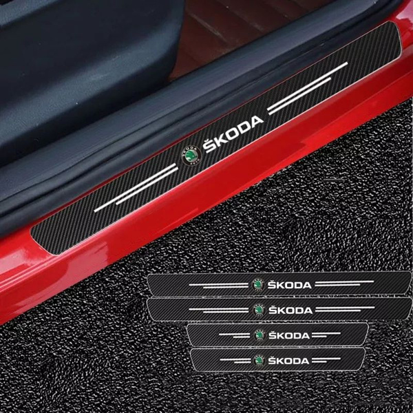 Наклейки на пороги карбоновые Skoda, накладки в проем Шкода купить по ...