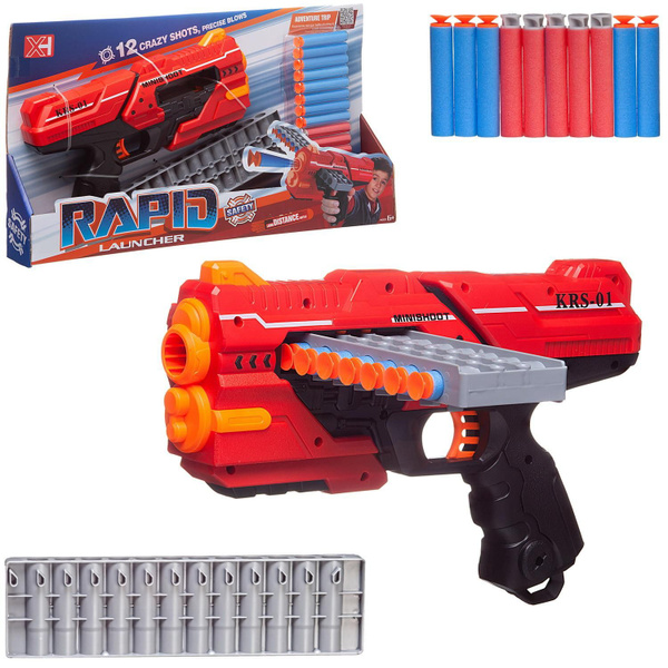 Космический бластер Junfa с горизонтальной обоймой, 16 мягких пуль, мишень красный - купить с ...