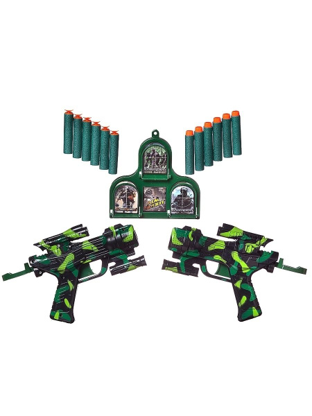 Бластер Junfa камуфляжный, 2 шт, 12 мягких пуль и мишень (WG-11267) - купить с доставкой по ...