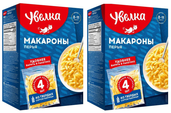 Макароны пшеничные перья в пакетах для варки, 620 грамм - купить с ...