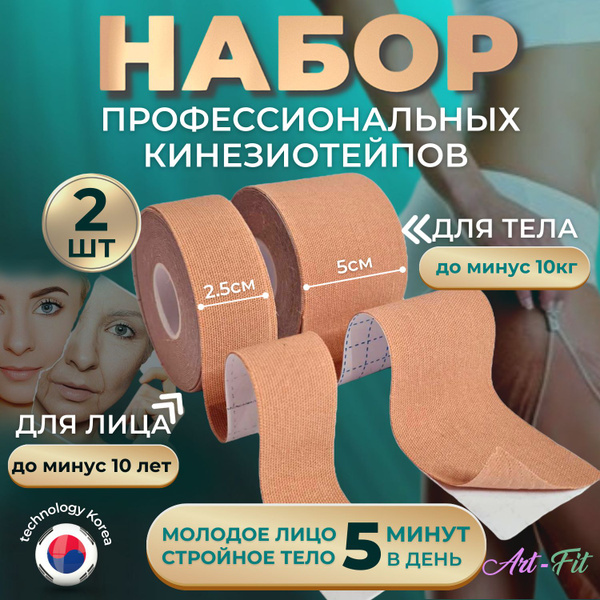 Кинезио тейпы Art-Fit для лица, глаз, груди и тела, спортивный пластырь ...